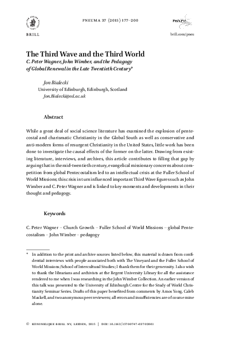 (PDF) The Third Wave and the Third World: C. Peter Wagner, John Wimber ...