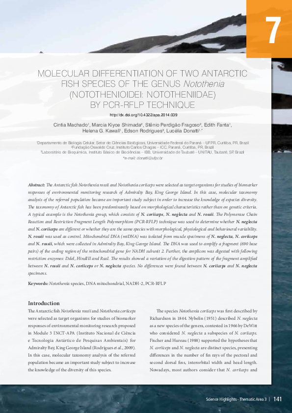 (PDF) Molecular differentiation of two antarctic fish species of the ...