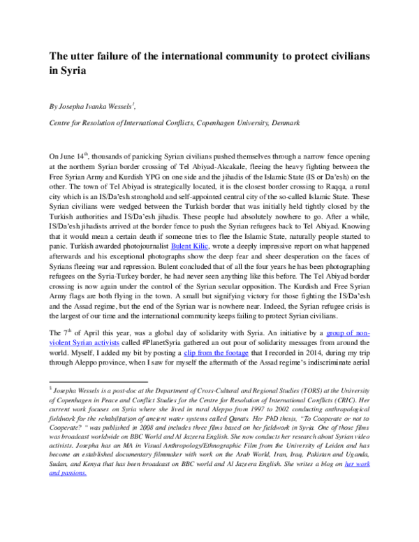 The utter failure of the international community to protect civilians ...