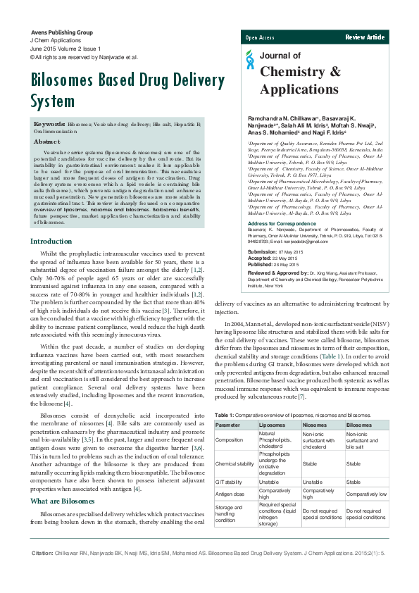 (PDF) Bilosomes Based Drug Delivery System