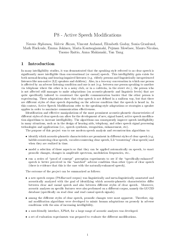 (PDF) Active Speech Modifications