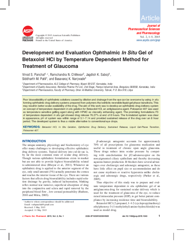 (PDF) Development and Evaluation Ophthalmic In Situ Gel of Betaxolol ...