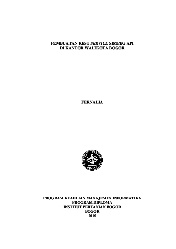 (PDF) Pembuatan REST Service SIMPEG API di Kantor Walikota Bogor