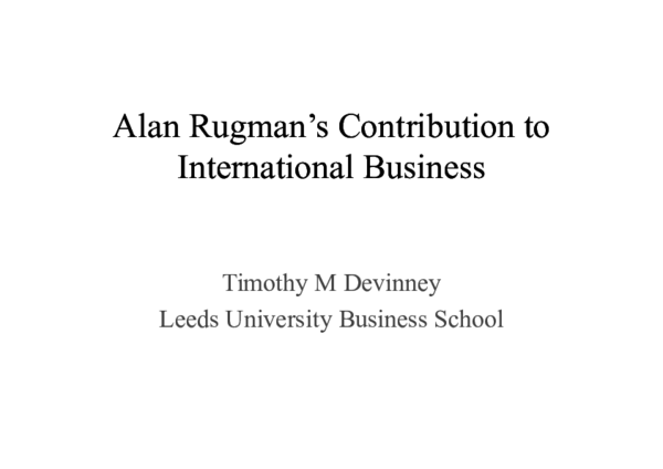 (PDF) Alan Rugman's Contribution to International Business