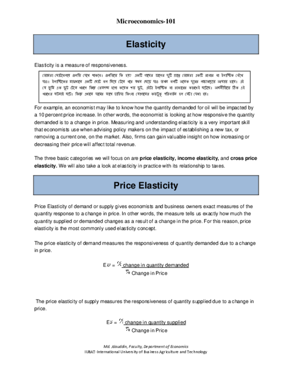 (PDF) Micro-101 ।। Elasticity Analysis