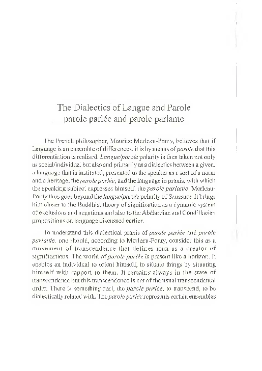 (PDF) The Dialectics of Langue and Parole- parole parlée & parole ...