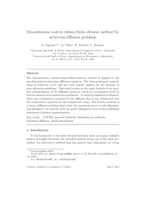 Discontinuous control-volume/finite-element method for advection–diffusion problems