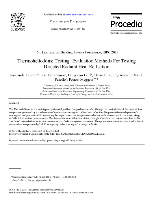 (PDF) Thermoheliodome Testing: Evaluation Methods For Testing Directed ...
