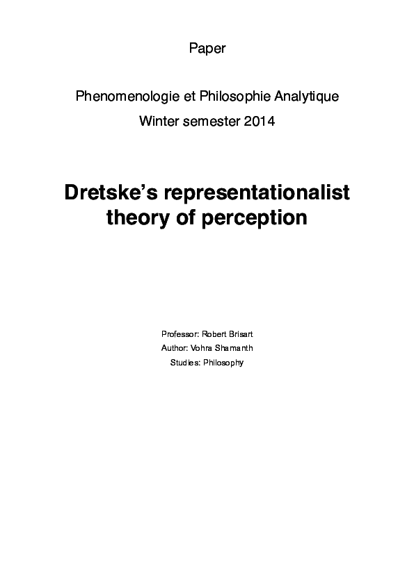 (PDF) Dretske's representationalist theory of perception