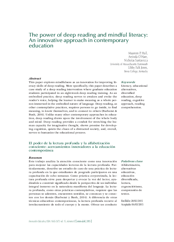 (PDF) The power of deep reading and mindful literacy: An innovative ...