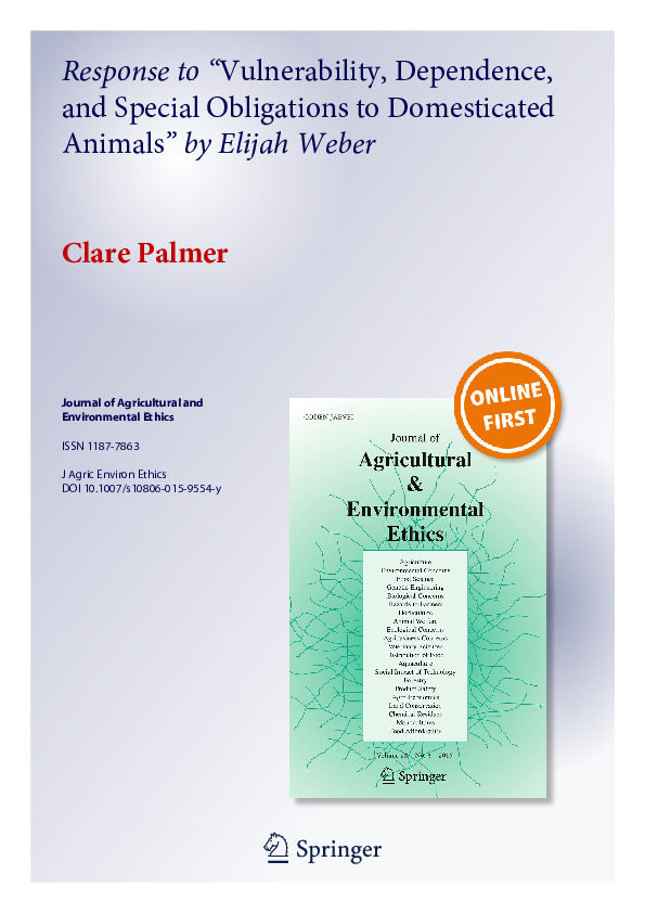 (PDF) Response to “Vulnerability, Dependence, and Special Obligations ...