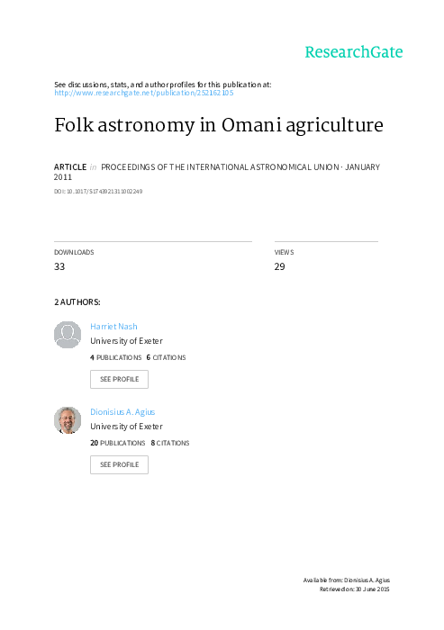 (PDF) Folk astronomy in Omani agriculture