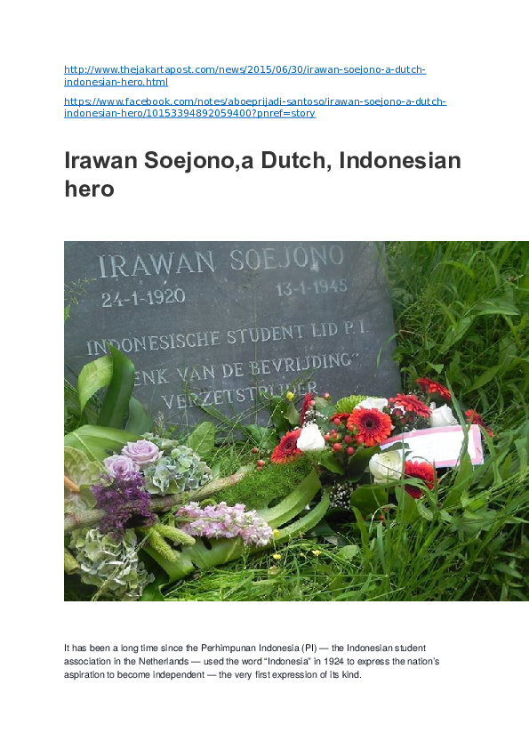 Doc Irawan Soejono A Dutch Indonesian Antifascist Hero June 302015 