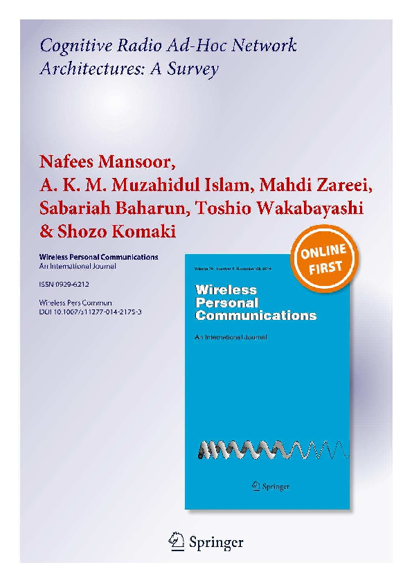 Pdf Cognitive Radio Ad Hoc Network Architectures A Survey