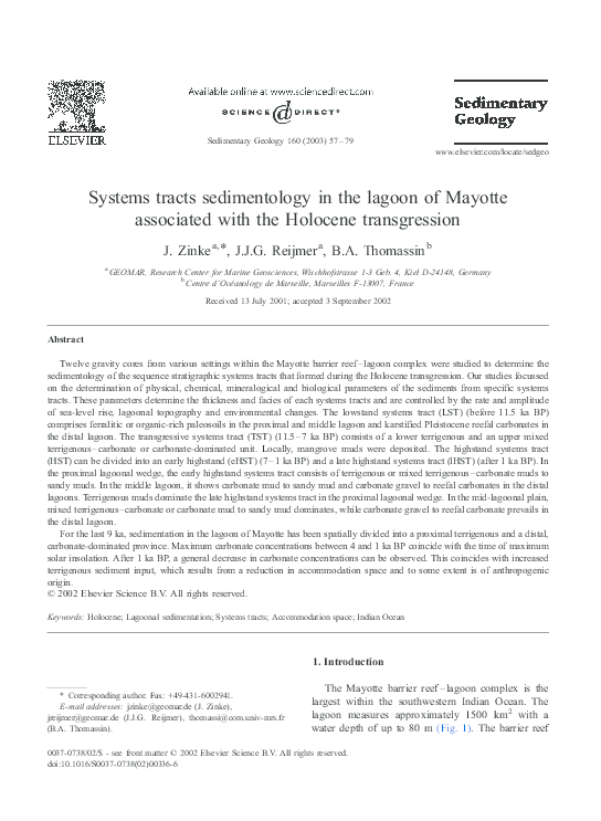 (PDF) Systems tracts sedimentology in the lagoon of Mayotte associated ...