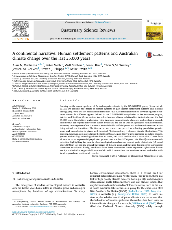 (PDF) A Continental Narrative: Human Settlement Patterns and Australian ...