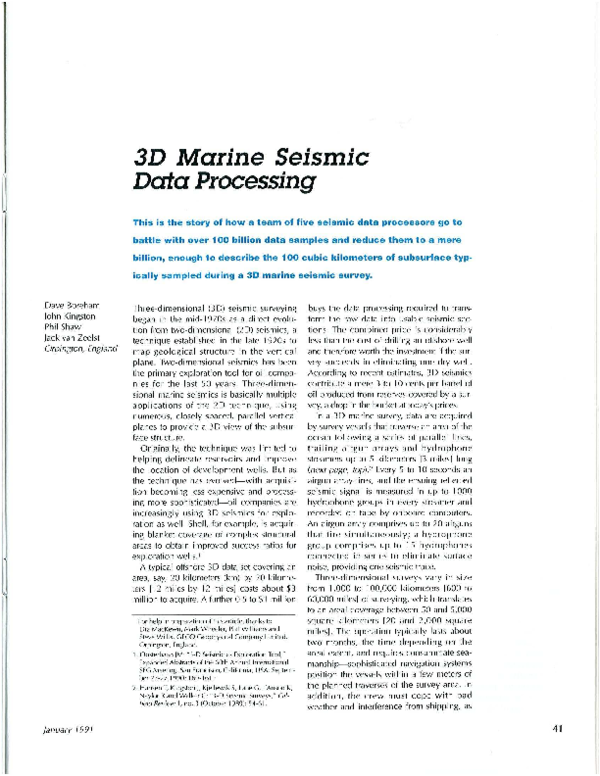 (PDF) 3D Marine Seismic Data Processing
