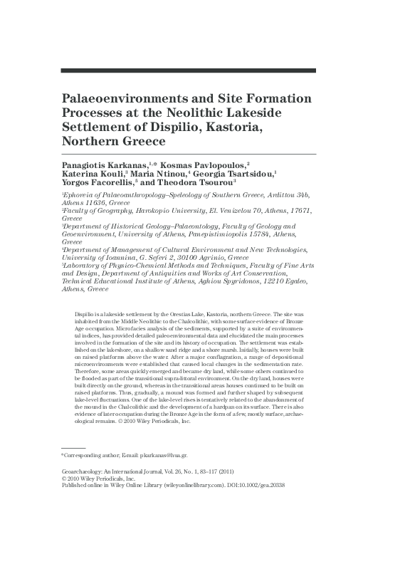 (PDF) Palaeoenvironments and site formation processes at the Neolithic ...