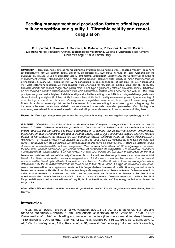 (PDF) Feeding management and production factors affecting goat milk composition and quality. I ...