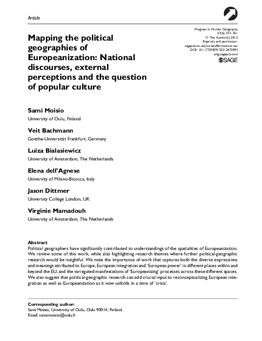 (PDF) Mapping the political geographies of Europeanization: National ...