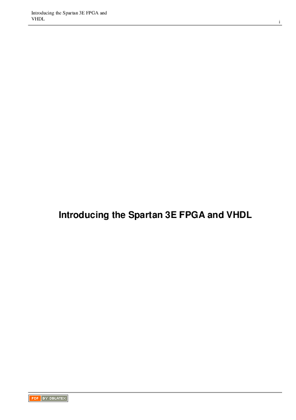 Pdf Introducing The Spartan 3e Fpga And Vhdl Introducing The Spartan 3e Fpga And Vhdl Vu
