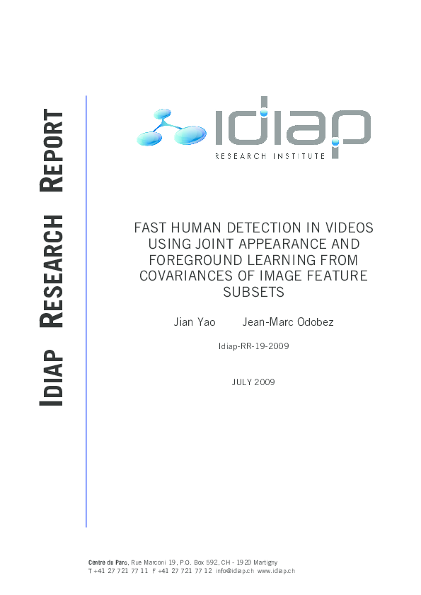 (PDF) Fast Human Detection in Videos using Joint Appearance and Foreground Learning and ...