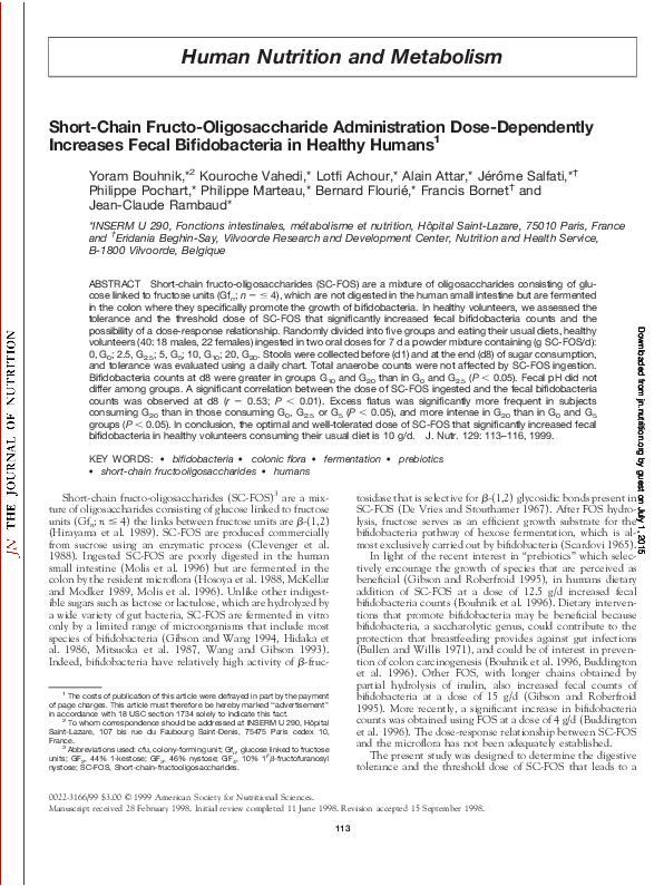 (PDF) Short-Chain Fructo-Oligosaccharide Administration Dose ...