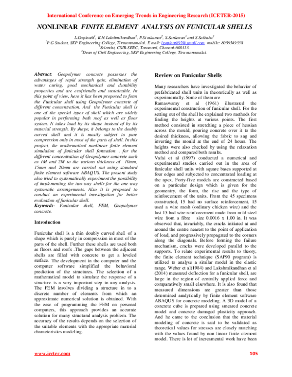 (PDF) finite element analysis on funicular shell