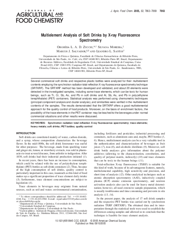 (PDF) Multielement Analysis of Soft Drinks by X-ray Fluorescence Spectrometry