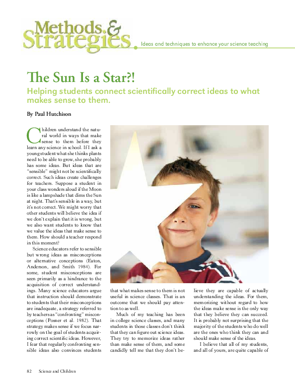 The Sun is a star? Helping students connect scientificially correct ...