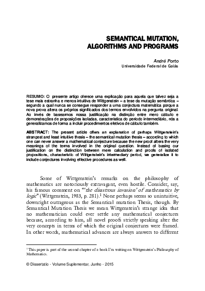 (PDF) Semantical Mutation, Algorithms and Programs