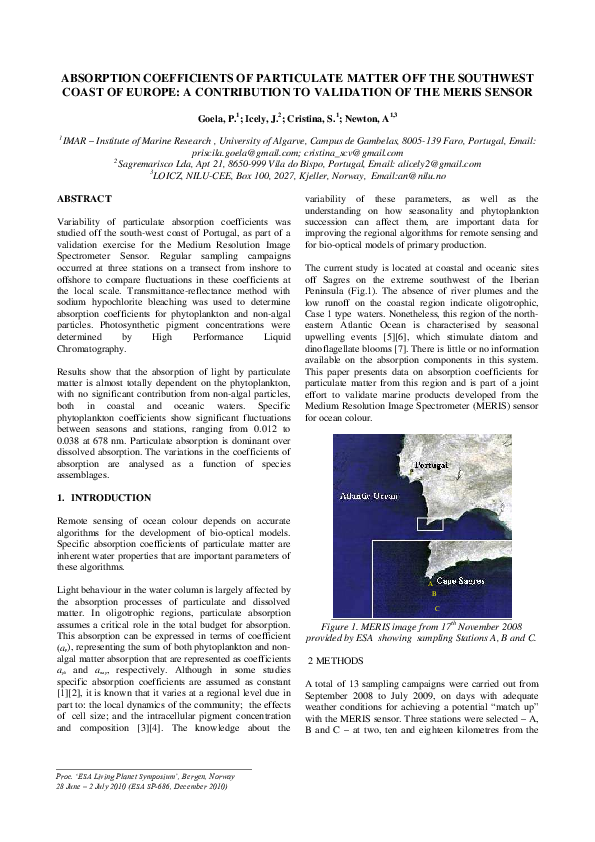 (PDF) Absorption coefficient of particulate matter on the south-west ...