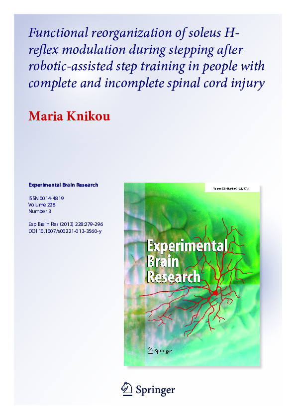 (PDF) Functional reorganization of soleus H-reflex modulation during ...