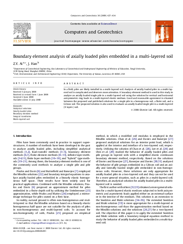 (PDF) Boundary element analysis of axially loaded piles embedded in a multi-layered soil