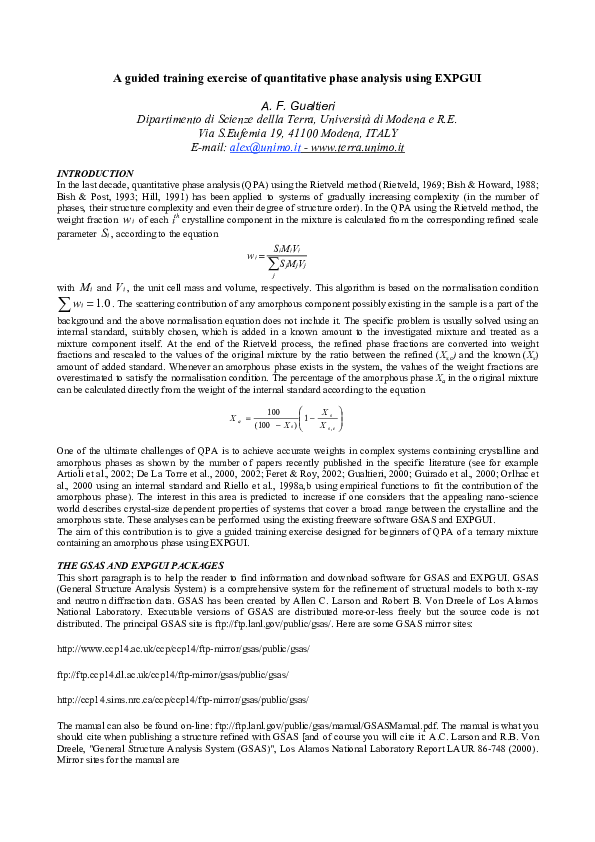 (PDF) A guided training exercise of quantitative phase analysis using EXPGUI
