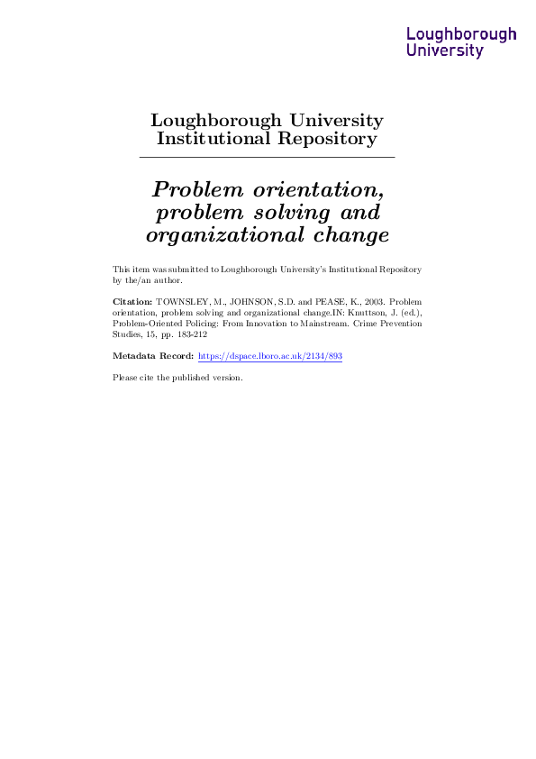 (PDF) Problem orientation, problem solving and organizational change