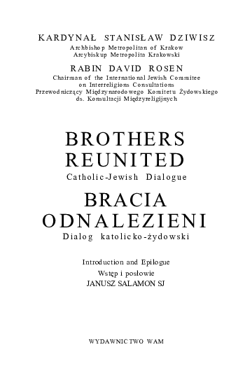 Bracia odnalezieni - Dialog katolicko-żydowski, David Rosen and ...