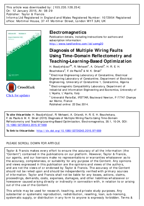Pdf Diagnosis Of Multiple Wiring Faults Using Time Domain Reflectometry And Teaching Learning