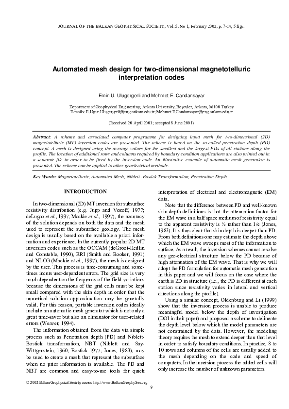 (PDF) Automated mesh design for two-dimensional magnetotelluric ...