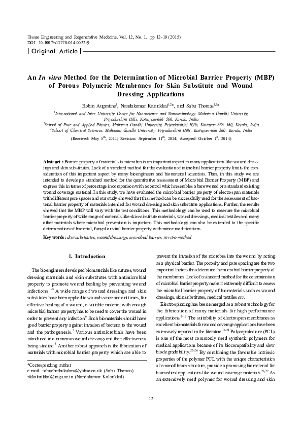 (PDF) An in vitro method for the determination of microbial barrier ...