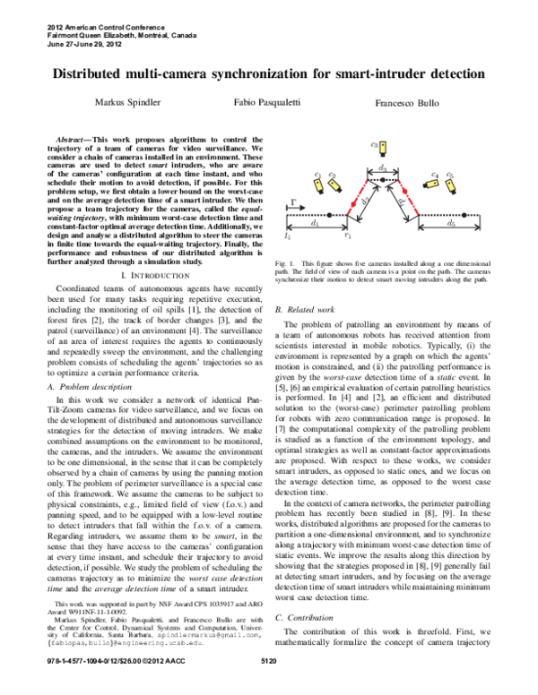 Pdf Distributed Multi Camera Synchronization For Smart Intruder Detection