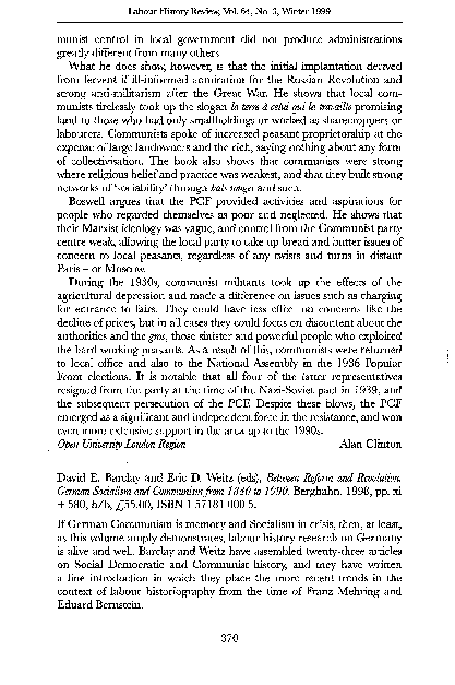 (PDF) David E. Barclay/Eric D. Weitz (Eds.): Between Reform and Revolution. German Socialism and ...