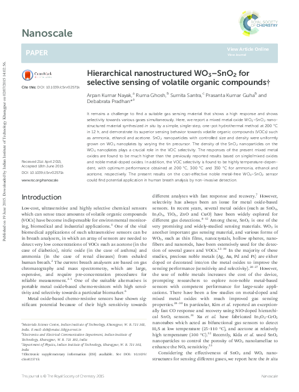 (PDF) Hierarchical nanostructured WO3–SnO2 for selective sensing of ...