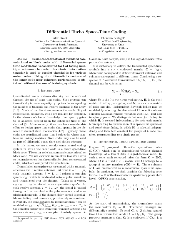 (PDF) Difierential Turbo Space-Time Coding