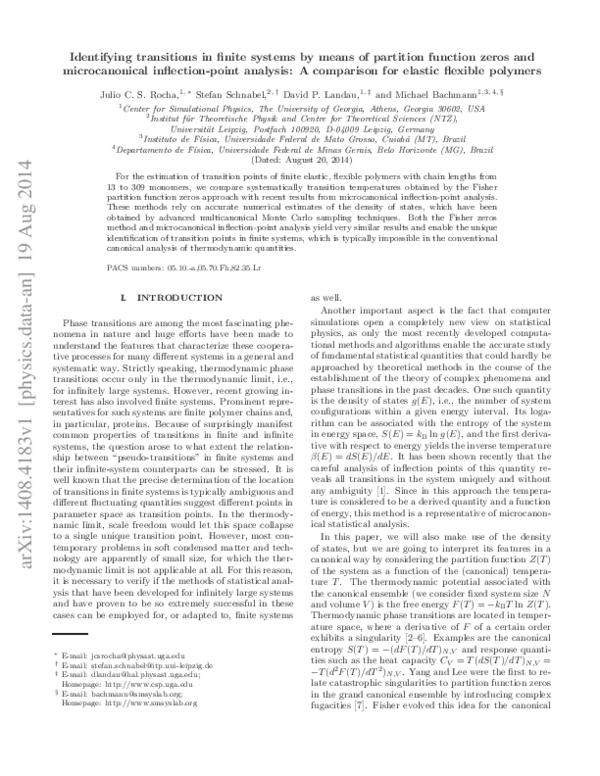 Pdf Identifying Transitions In Finite Systems By Means Of Partition