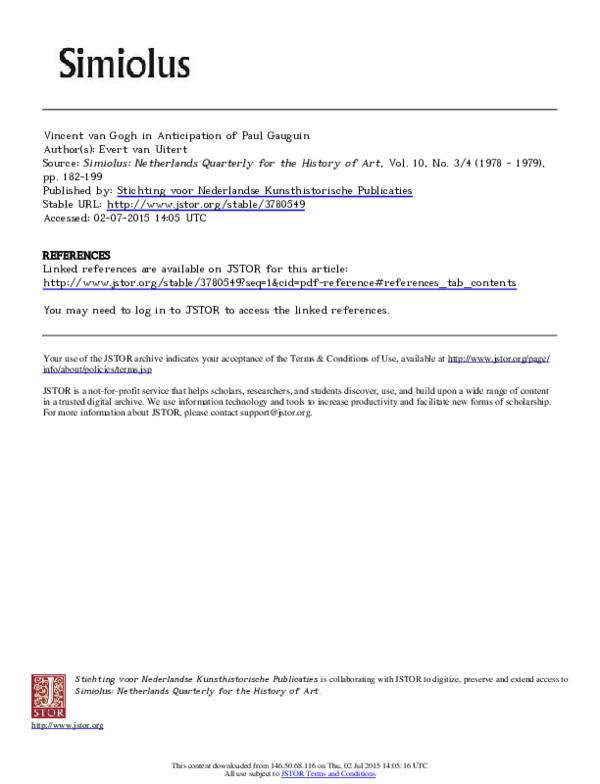 (PDF) Evert van Uitert, 'Vincent van Gogh in anticipation of Paul ...