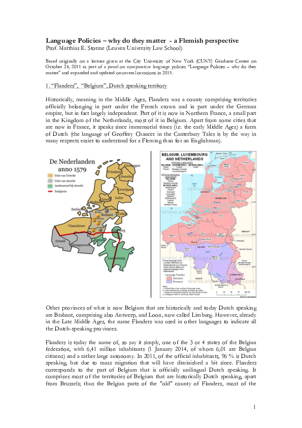 (PDF) Language Policies – why do they matter - a Flemish perspective