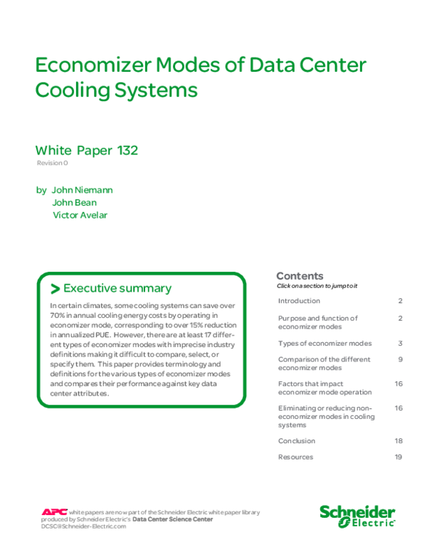(PDF) Economizer Modes of Data Center Cooling Systems