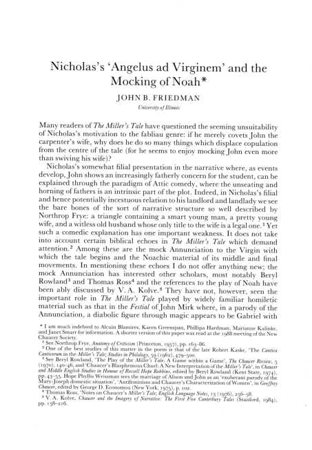 (PDF) Nicholas's"Angelus ad Virginem" and the Mocking of Noah in The ...