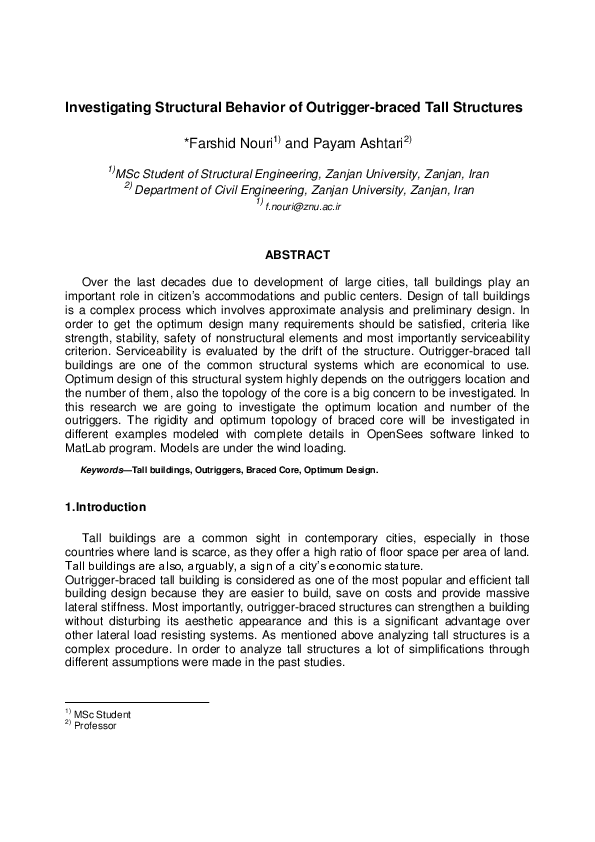 (PDF) Investigating Structural Behavior of Outrigger-braced Tall Structures